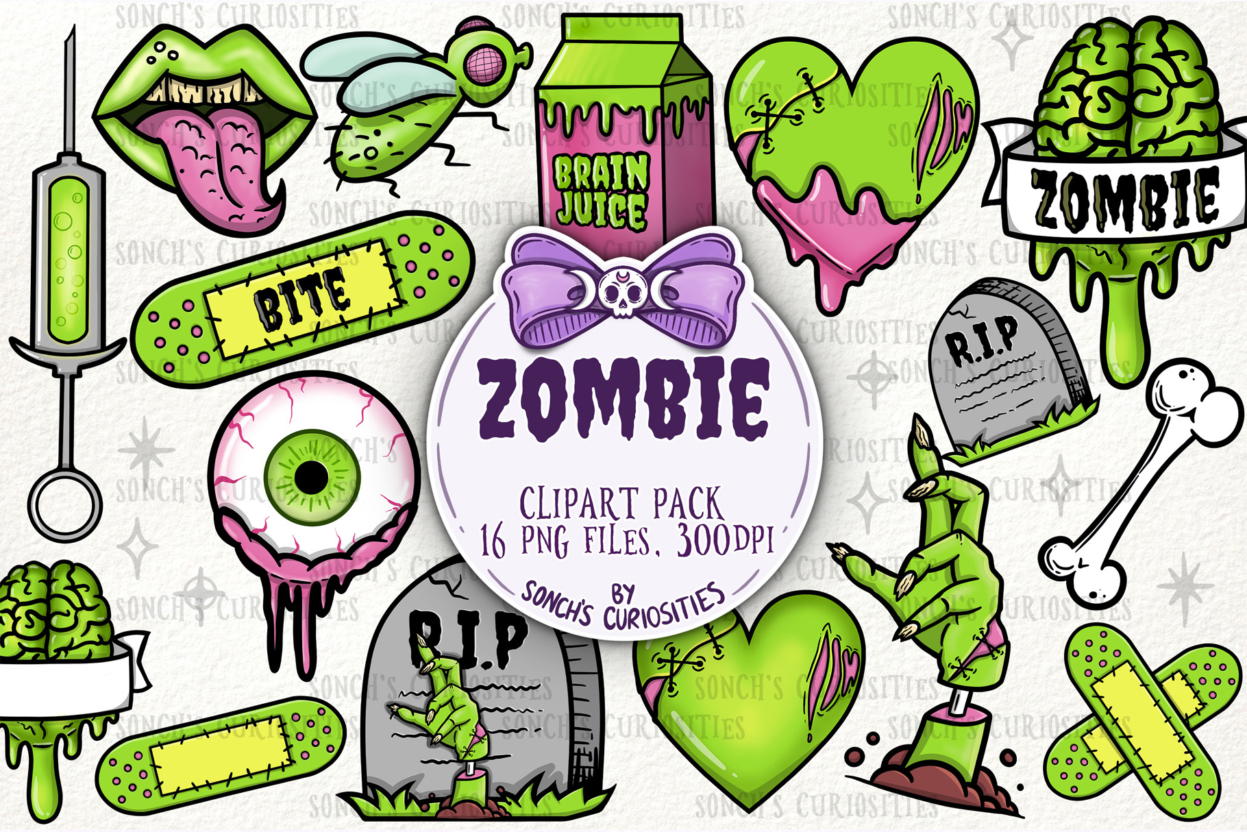 Zombie clipart, high res PNG files, an Illustration by Sonch' s Curiosities