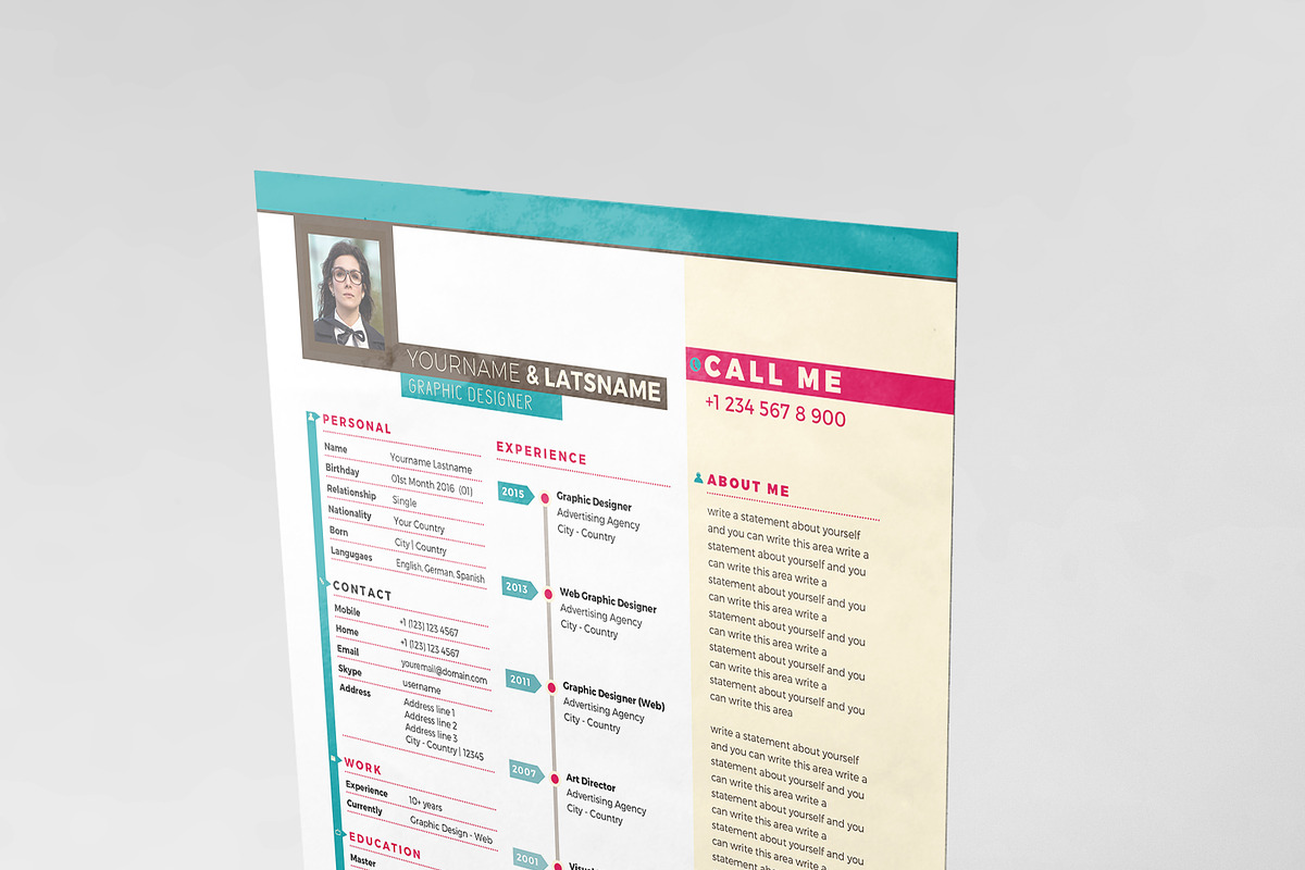Professional Swiss Resume CV 3 Color, a Resume Template by Star Graphic ...