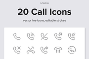 Phone Call Line Icons, an Outline Icon by Nadiinko