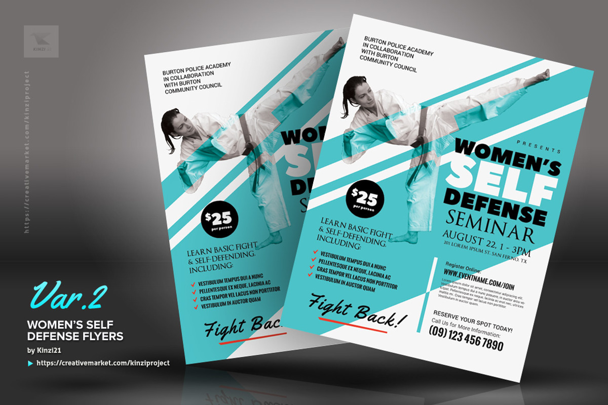 Women's Self Defense Flyer Templates, a Flyer Template by kinzi21