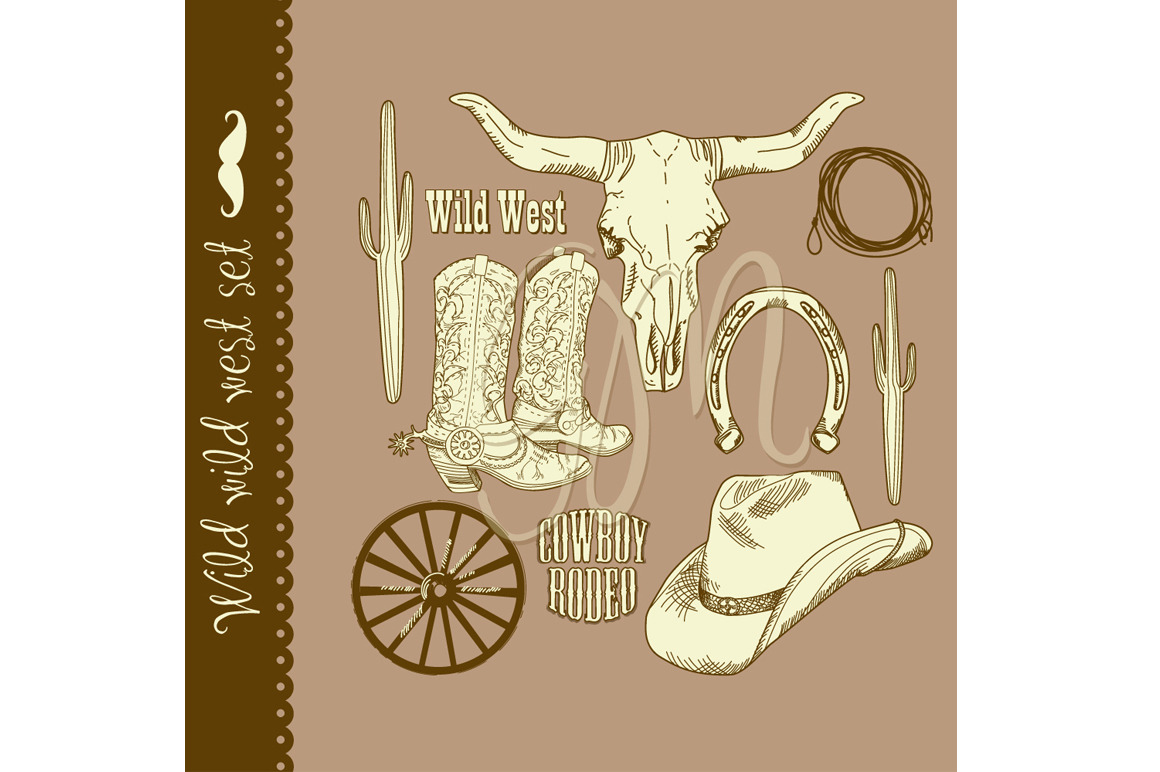 Cowboy clip art, Wild West, western, an Illustration by GraphicMarket