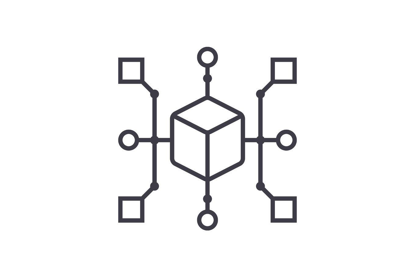 cluster diagram vector line icon, sign, illustration on background ...