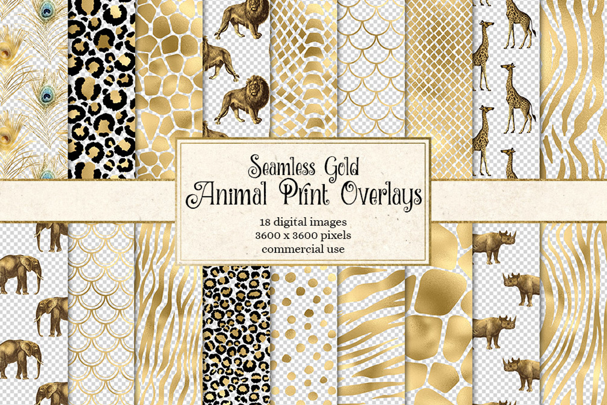 Gold Safari Animal Print Patterns, a Pattern Graphic by Digital Curio