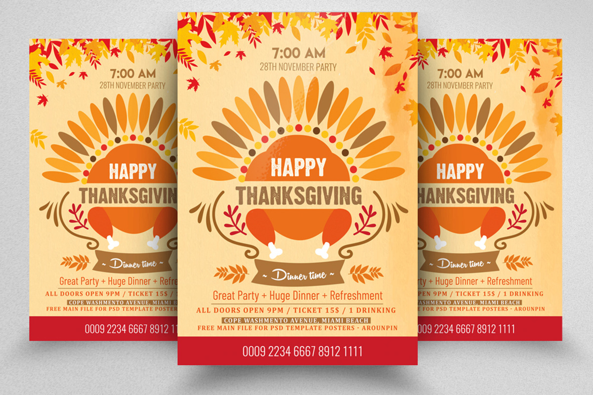 Thanks Giving Celebration Flyer, a Flyer Template by Design Up