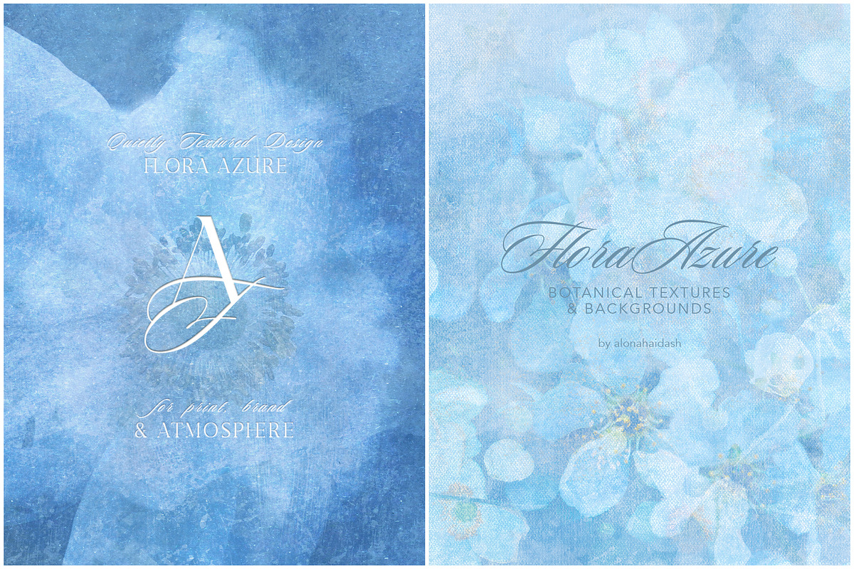 Flora Azure Blue Botanicals, a Background Graphic by alonahaidash
