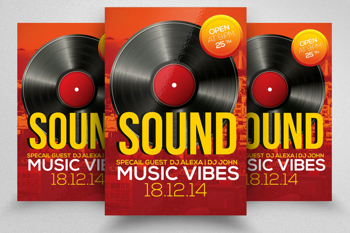 Retro Music Sound Flyer Template, a Flyer Template by Design Up