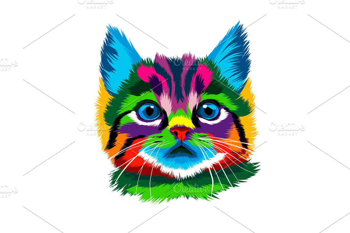 Kitten face portrait, cat face, an Animal Illustration by 3D Tai