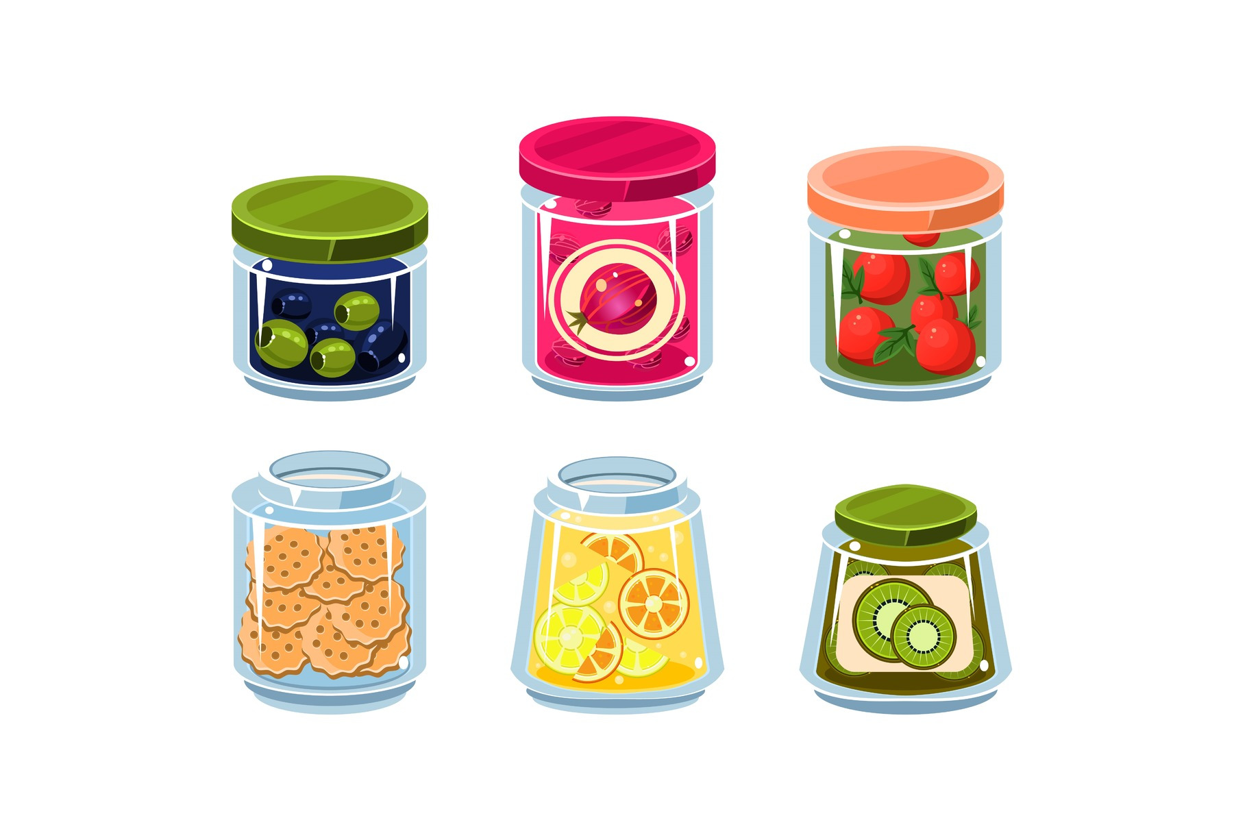 Collection of glass jars with, a Food Illustration by TopVectors