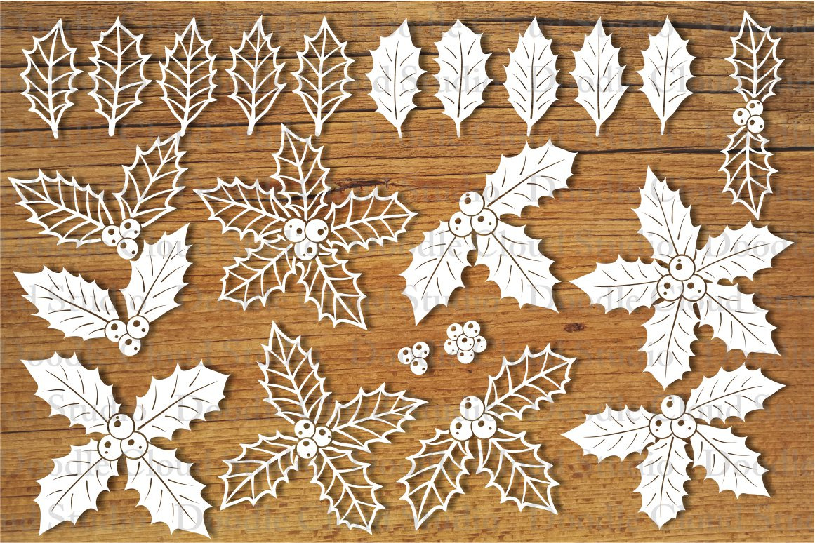 Holly, decorative holly SVG files., a Decorative Illustration by Doodle ...