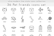 36 Pet friend line icons set., an Icon by Lemberg Vector