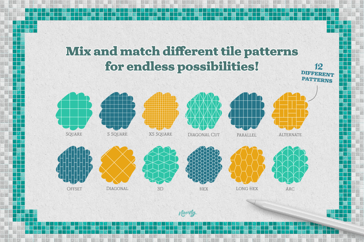 Tile Pattern Procreate Brushes & Textures by Nico Ng