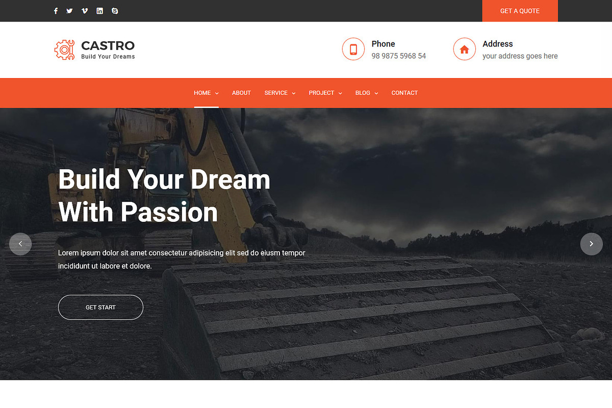 React Construction Template – Castro, a Bootstrap Template by HasThemes