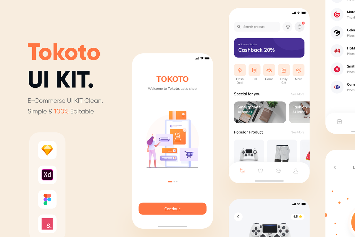 Tokoto - E-Commerce UI KIT, an App Template by Vektora Studio