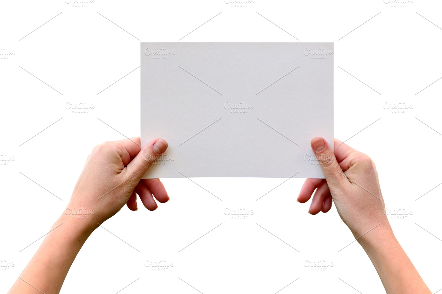Hand holding paper blank featuring hand, isolated, and white, a Person ...