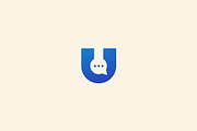 Letter U Chat Logo Design Template