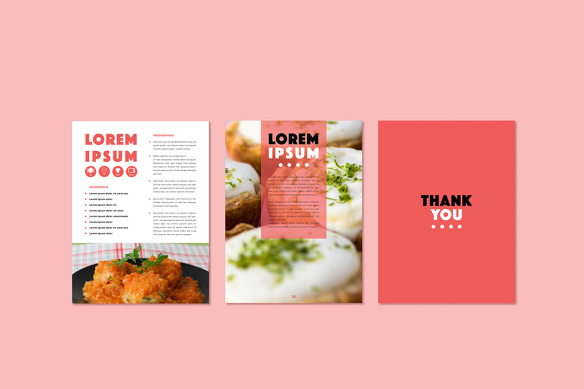 Peach Color Recipes eBook Layout, a Magazine Template by McLittle Stock