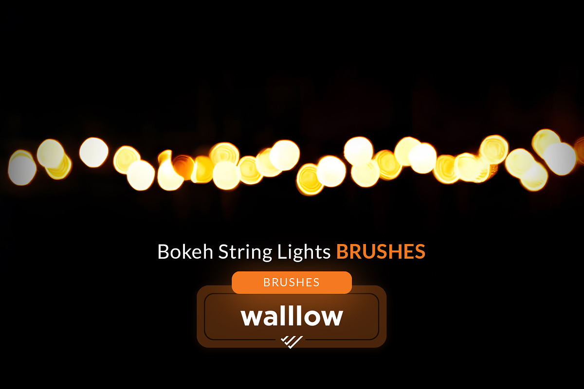 Bokeh string light photoshop brushes, a Brush Add-On by Walllow Creatives