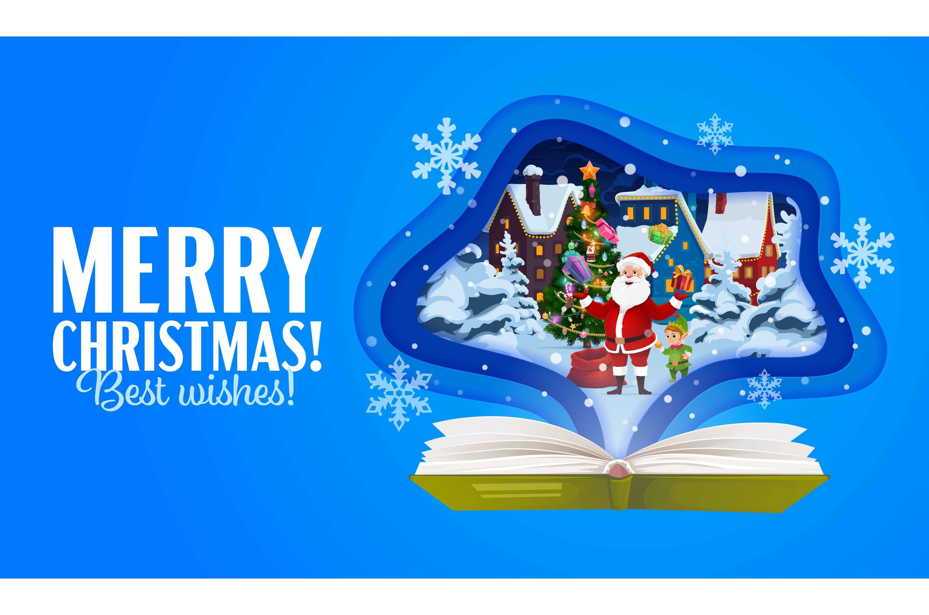 Christmas paper cut with funny Santa, a Seasonal Illustration by Vector ...