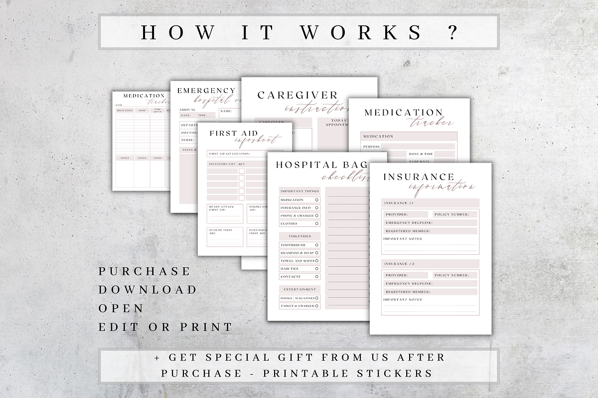 Digital Medical Planner PDF, a Stationery Template by BRANDcontent