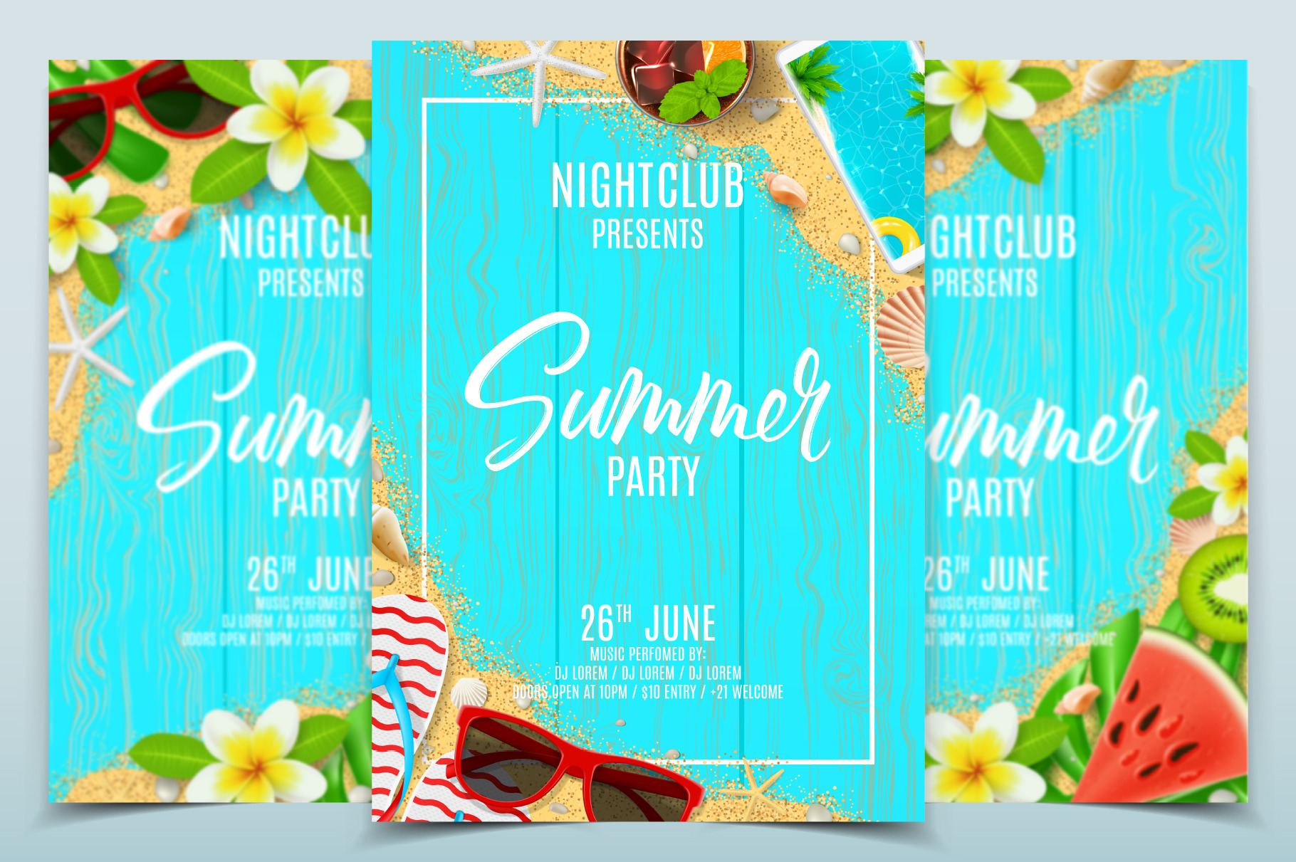 Summer Party Invitations, a Flyer Template by Andrey Yaroslavtsev