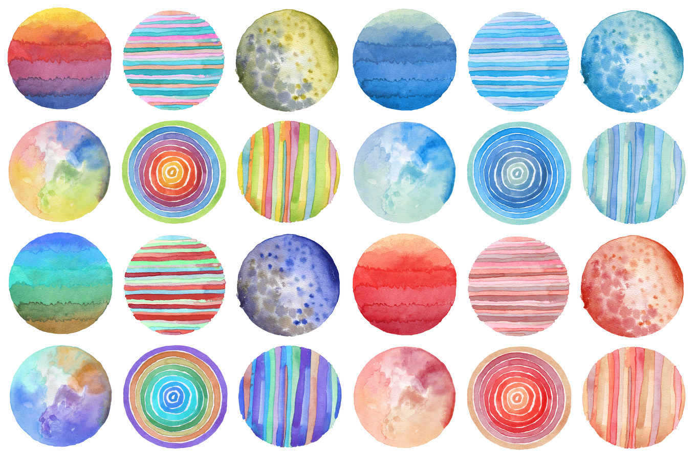 watercolor circle collection, an Abstract Photo by Liliia Rudchenko