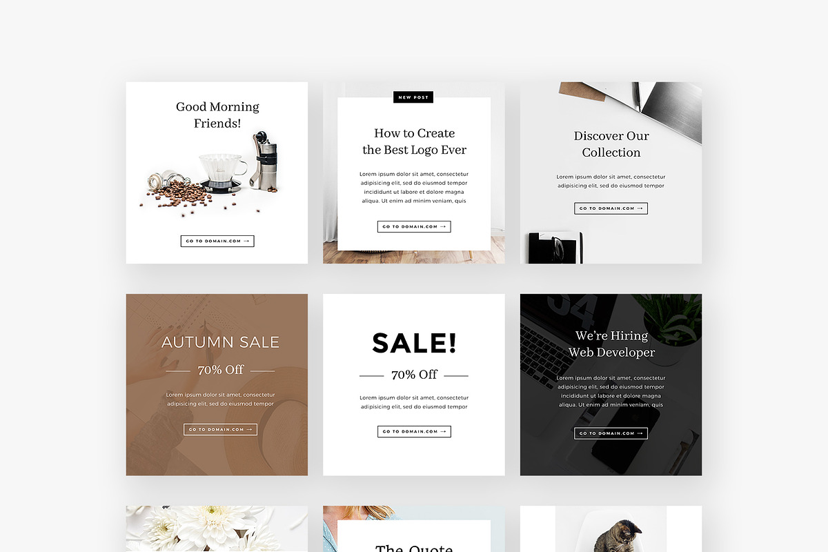 15 Minimalistic Instagram Posts, a Social Media Template by Marie Smth