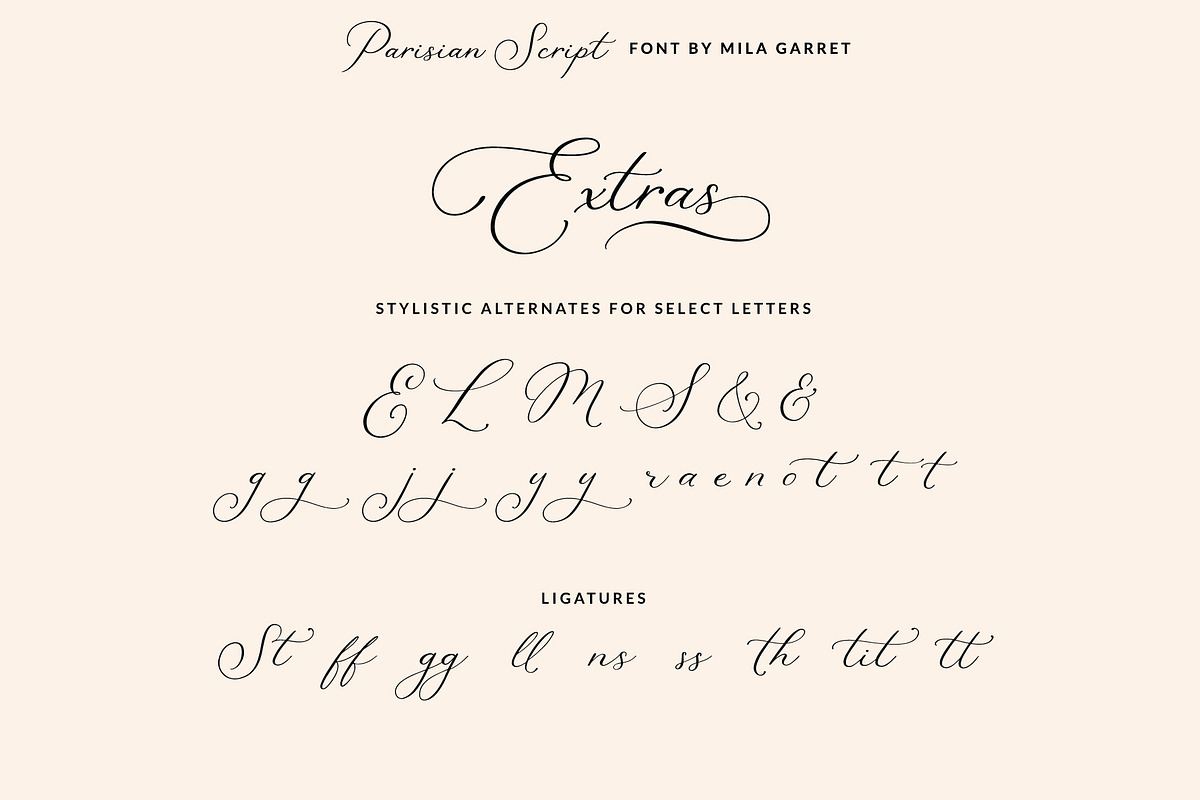 Parisian Vintage Calligraphy Script, a Script Font by Mila Garret