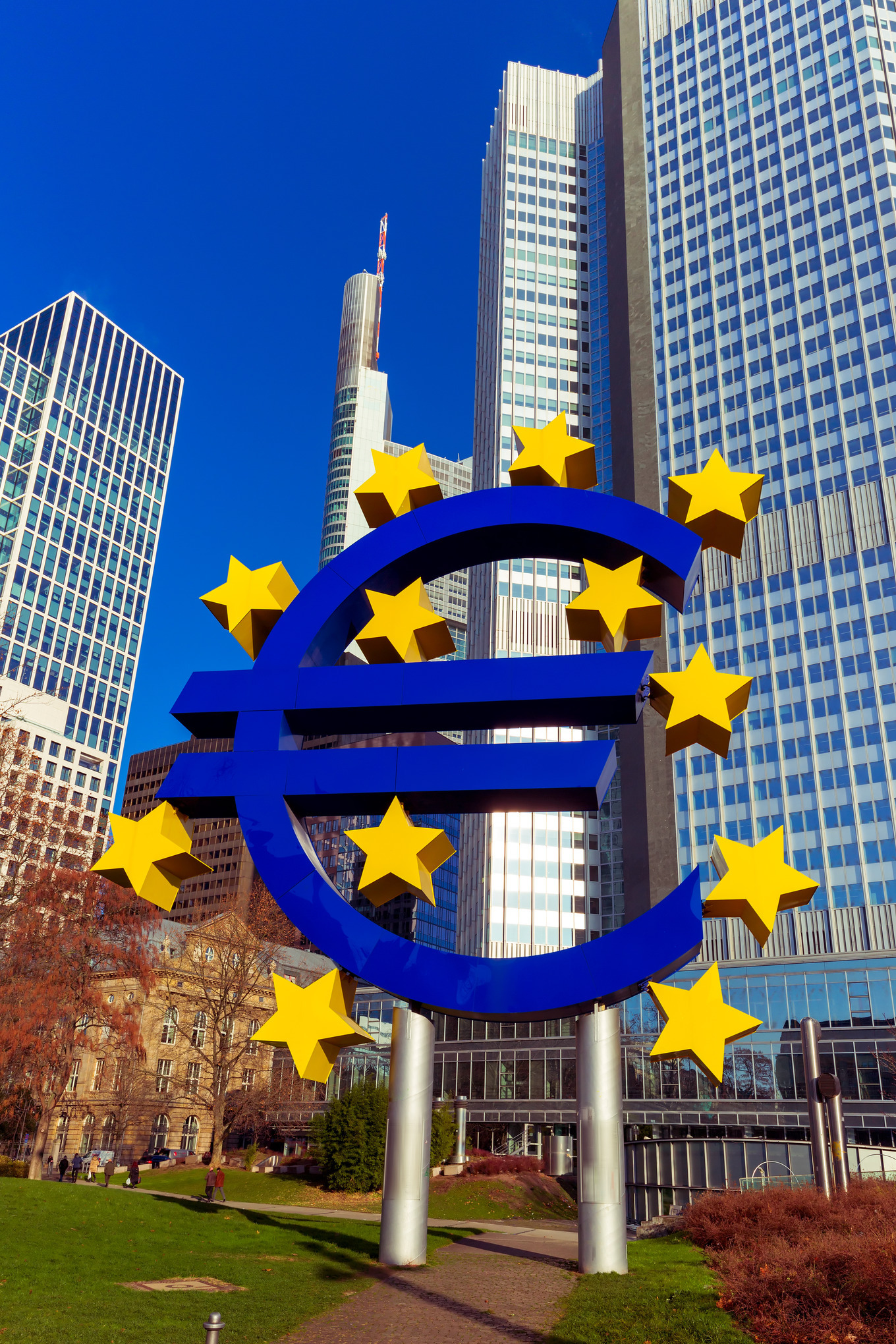 Euro sign in frankfurt am main germany featuring euro, sign, and bank ...