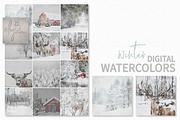 Winter Digital Watercolors, an Illustration by rileyBgraphics