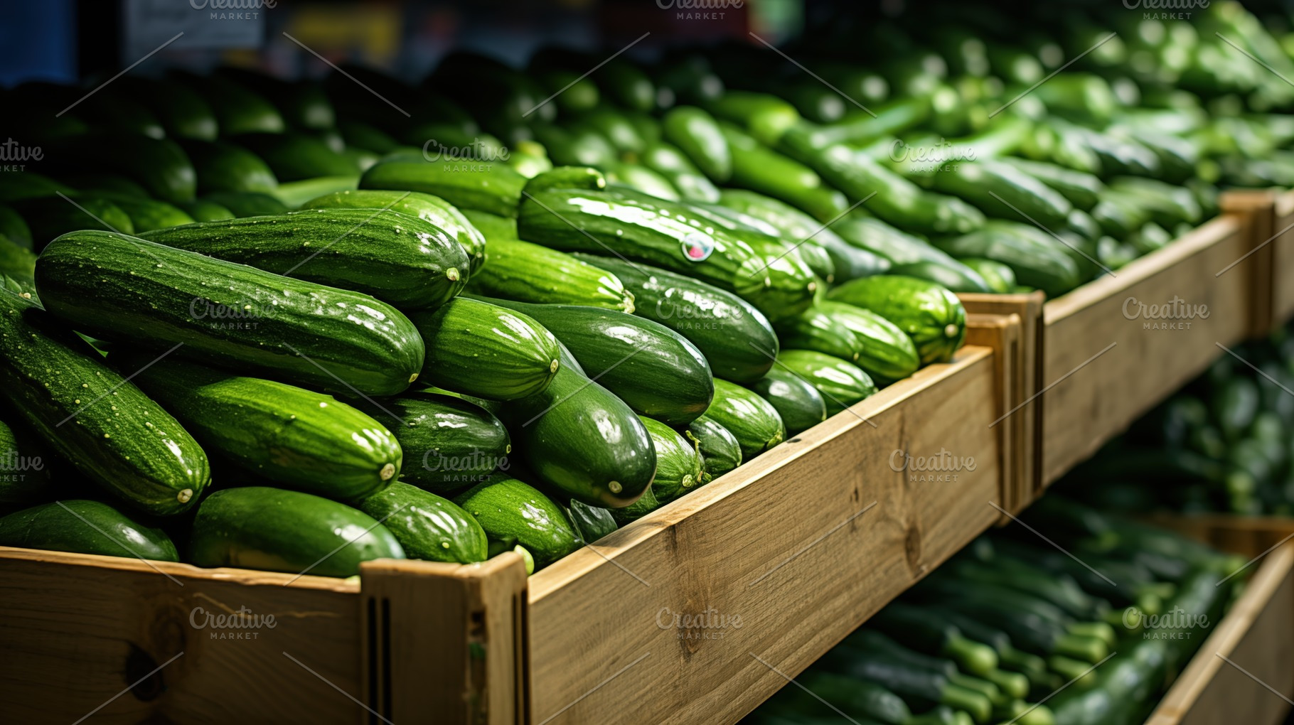 Fresh cucumbers market crates shelf, a Food & Drink Photo by Textures ...