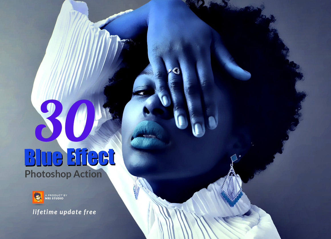 30 Blue Effect Photoshop Action, an Action Add-On by MRI STUDIO