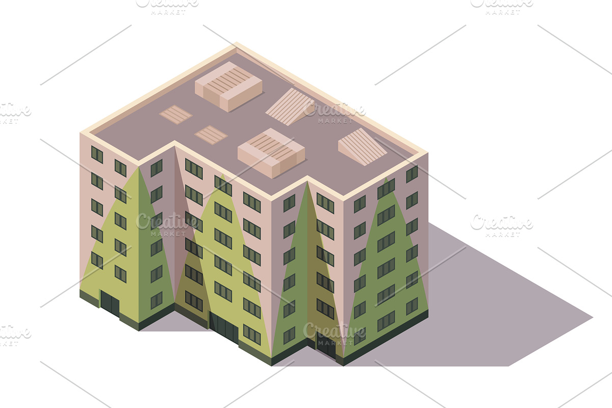 Vector isometric high rise building, a Work Illustration by the8monkey