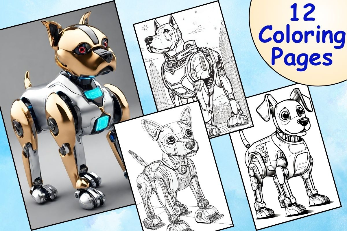 Robotic Dog Coloring Pages, an Illustration by Catchy Ideaz | Creative ...