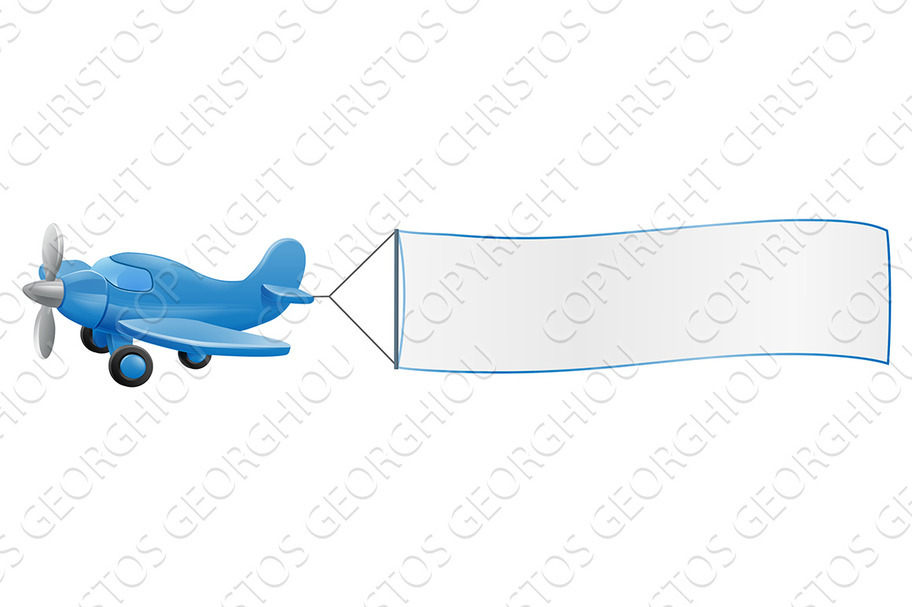 Airplane Pulling Banner Cartoon, an Illustration by Christos Georghiou