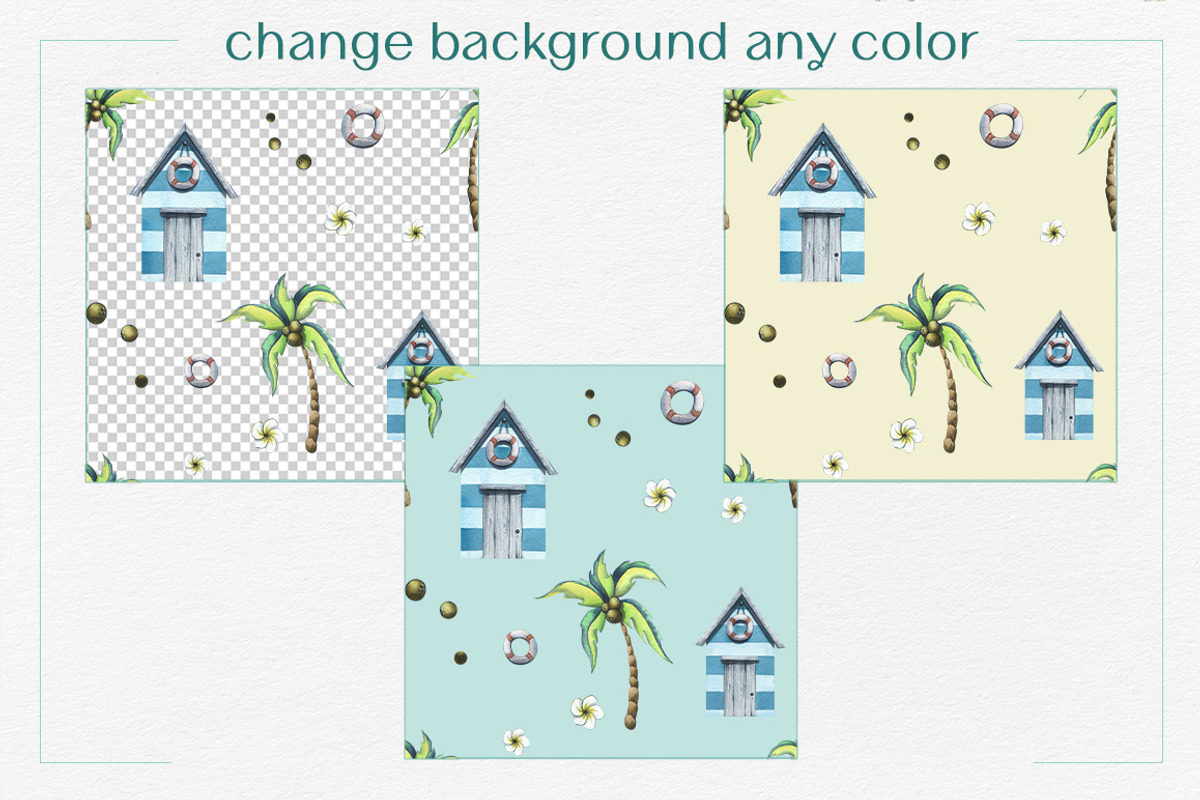 Tropical island watercolor clip art, an Object Illustration by NATASHA CHU