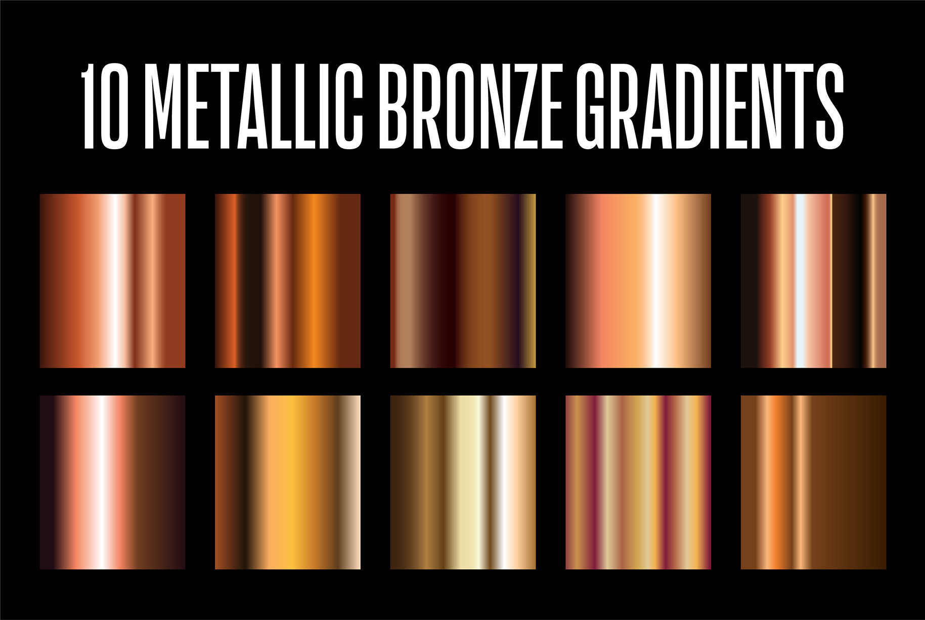 10 Bronze Metallic Gradients .AI, a Gradient Add-On by P-G-H