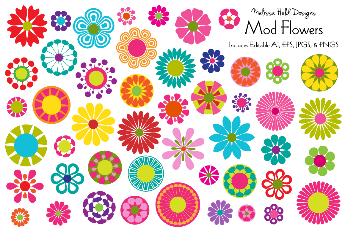 Mod Vector Flowers | Illustrations ~ Creative Market