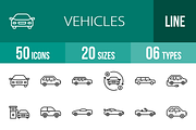 50 Vehicles Line Icons, an Icon by IconBunny