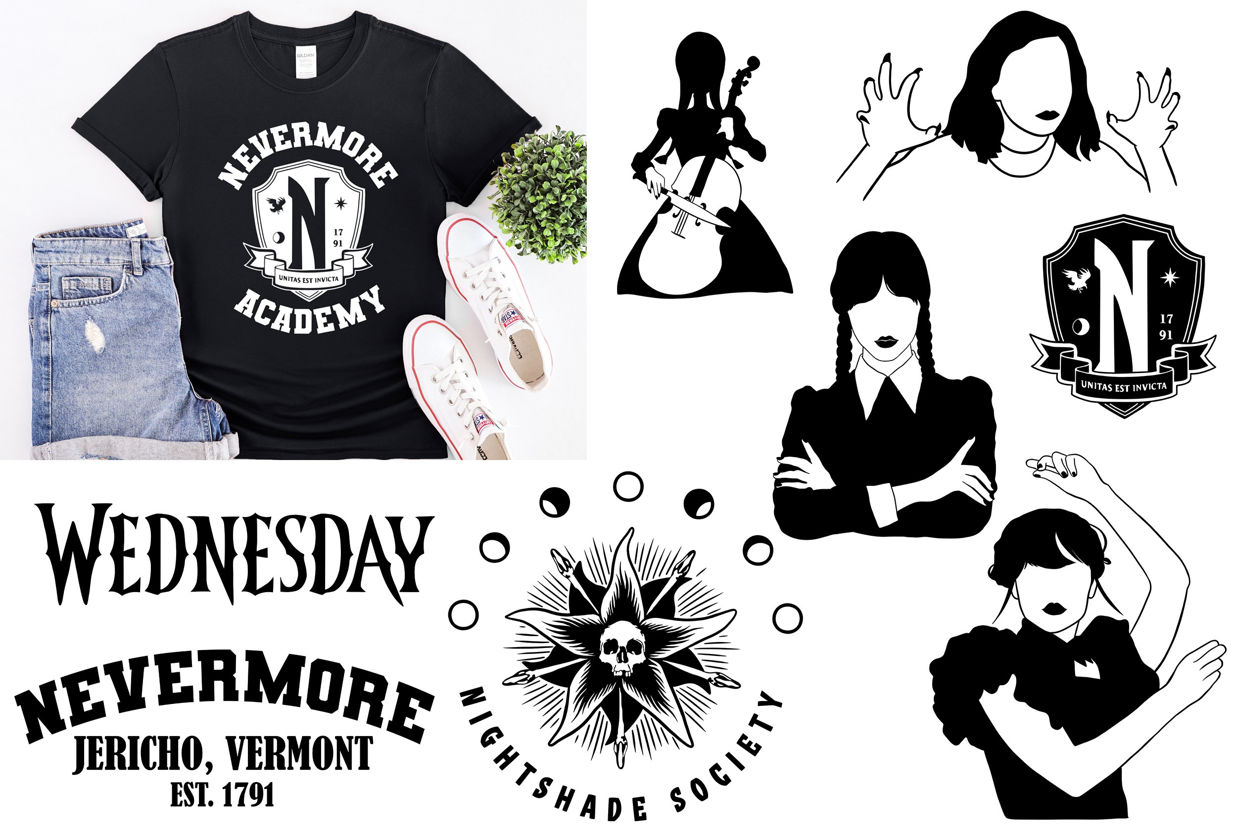 Wednesday SVG Bundle, an Illustration by Nagore Rodriguez Design