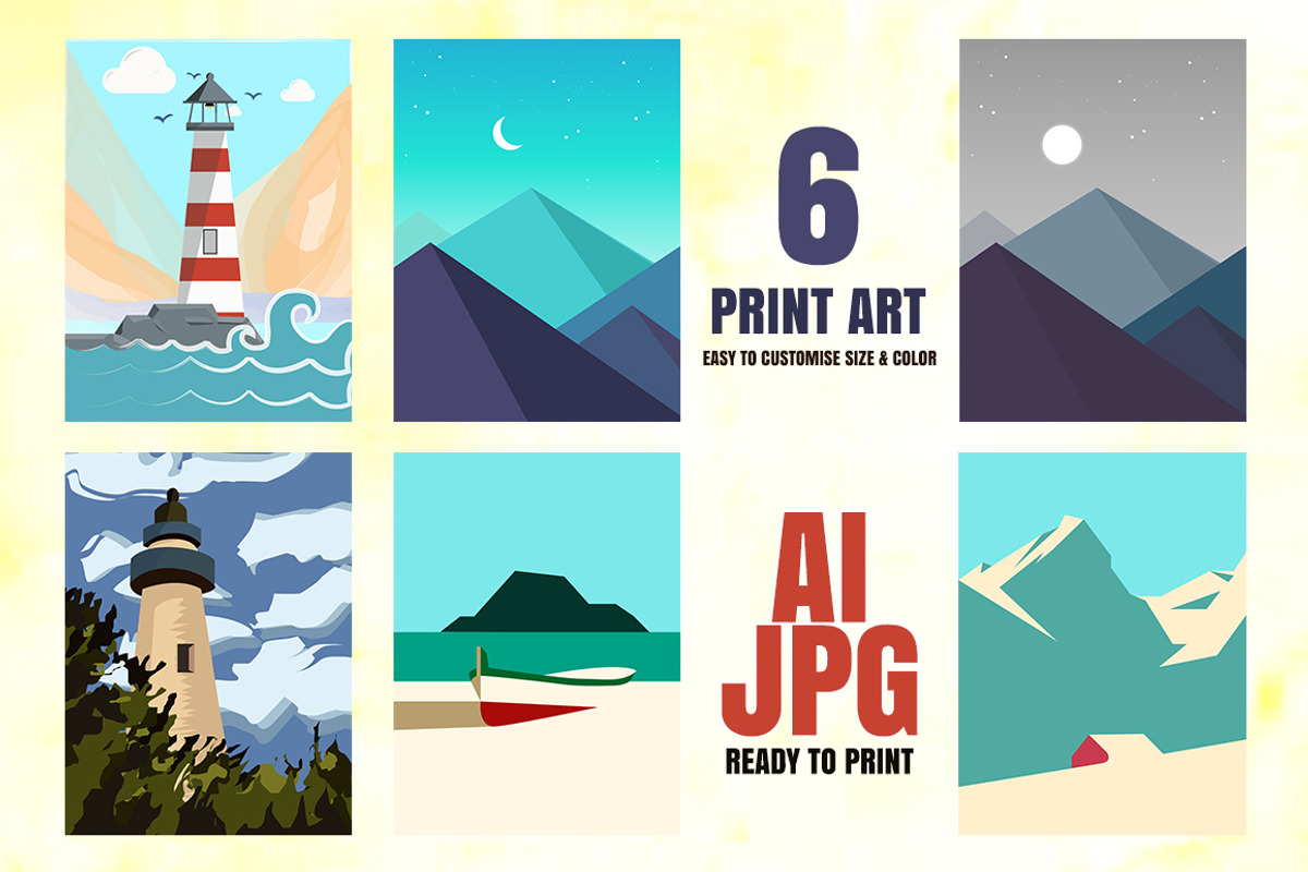 6 POSTERS PRINT ART, an Illustration by ISDESIGN