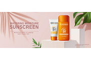 Summer sunscreen cream banner | Illustrations ~ Creative Market