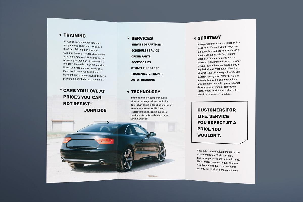 Car Dealership Brochure Trifold, a Brochure Template by TemplatesNow!