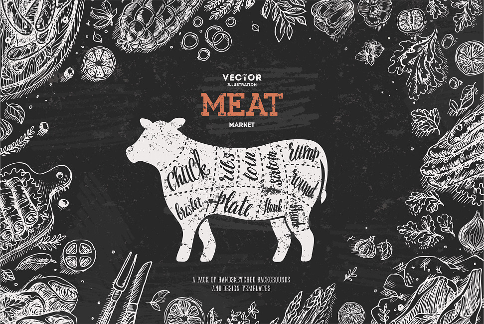 Meat backgrounds & design templates, an Animal Illustration by adehoidar