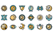 Moon icons set vector flat, a Work Illustration by Ylivdesign