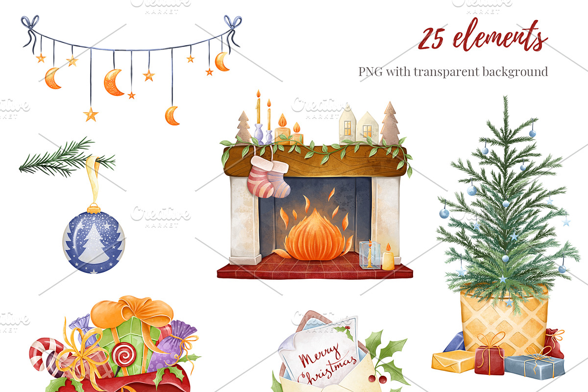 Cozy Christmas digital clipart, an Object Graphic by Mespilia ...