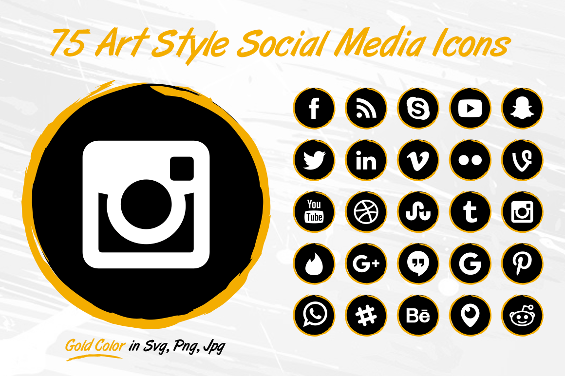 75 GOLD Art Style Social Media Icons, an Icon by Designs By Alfredo