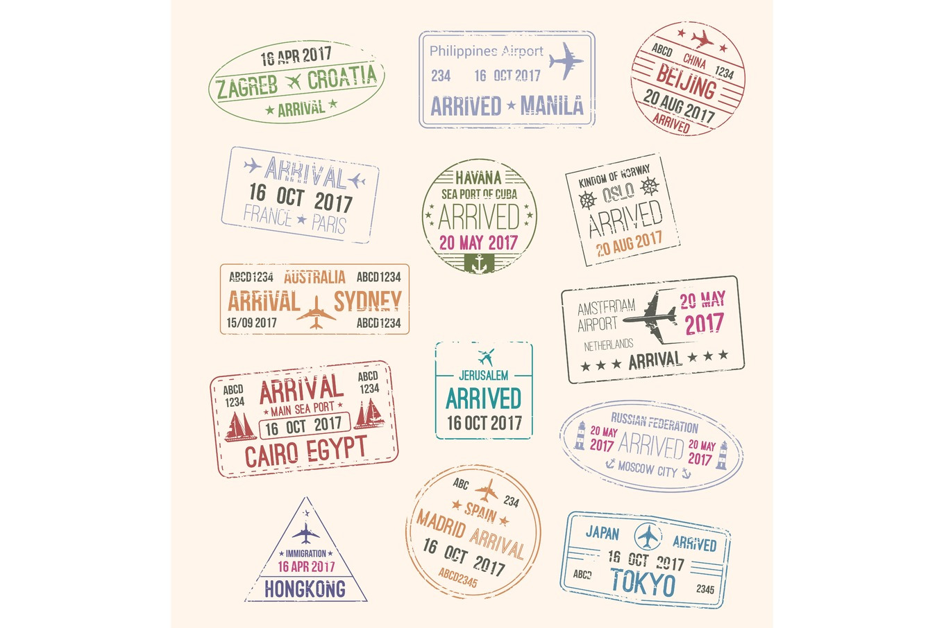 Passport stamp of travel visa for tourism design, a Work Illustration ...