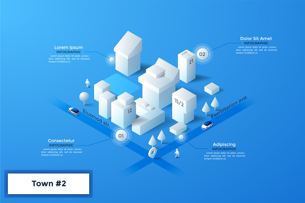 White Isometric City Builder, an Object Graphic by Andrew Kras Design
