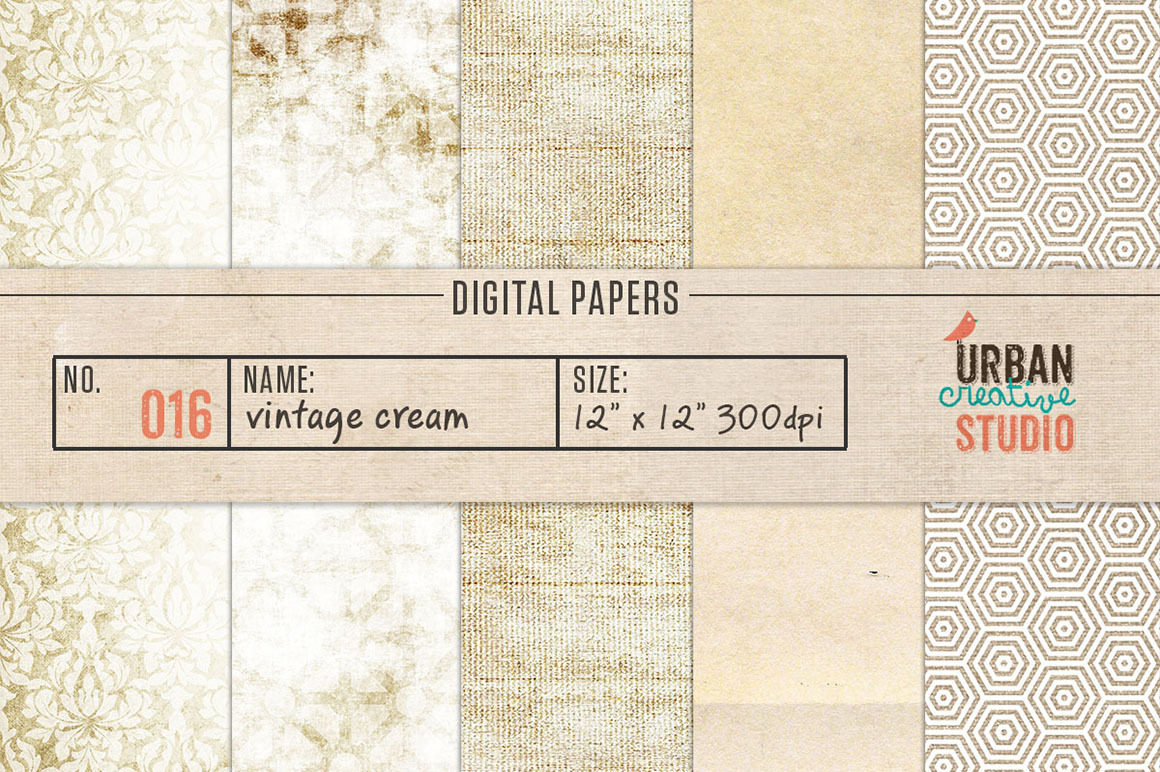 Vintage Creams Digital Backgrounds, a Texture Graphic by Gimme From Scratch