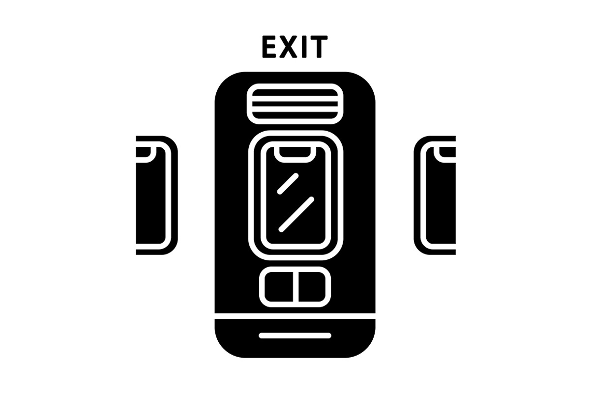 Emergency exit glyph icon, an Outline Icon by bsd studio | Creative Market